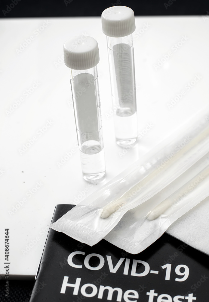 Covid-19 home testing kit with instruction booklet Stock Photo | Adobe ...