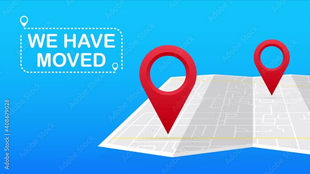 We have moved. Moving office sign. Clipart image isolated on red ...