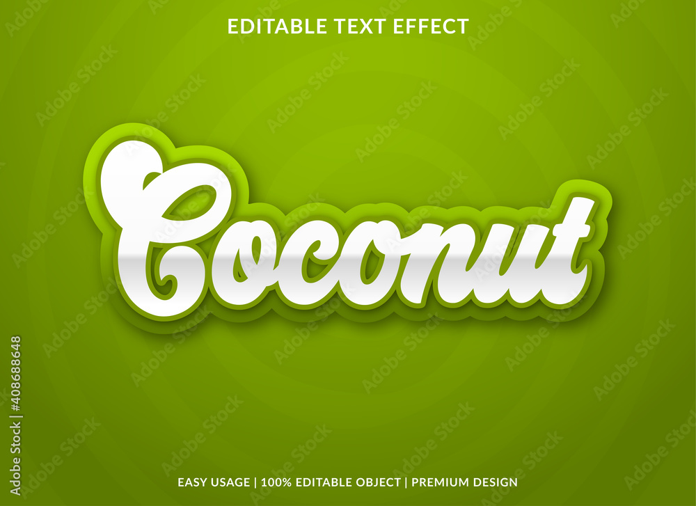 coconut text effect template with bold style use for food brand and ...