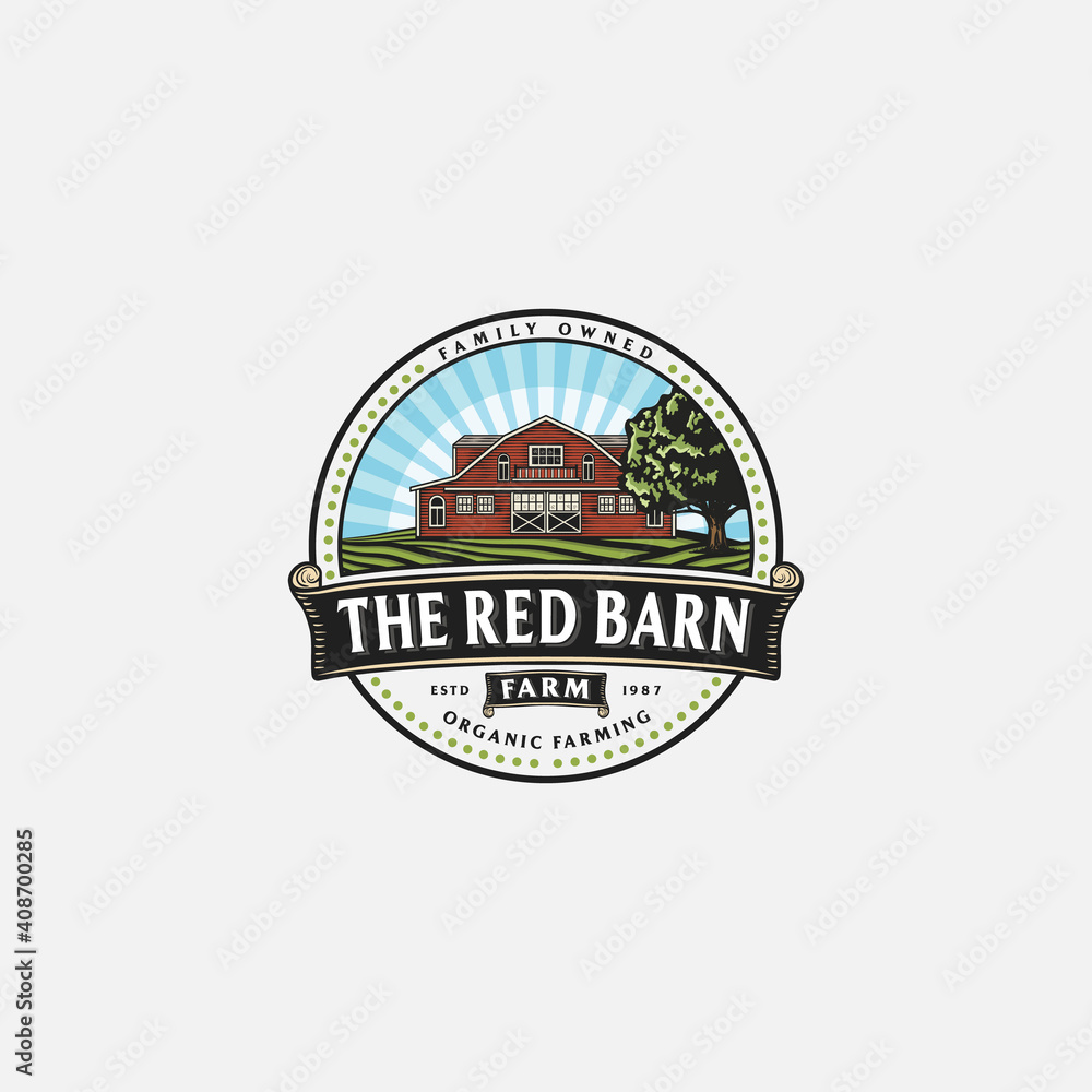 The Red Barn Badge Logo Design Inspiration For Farm. Barn Logo Design ...