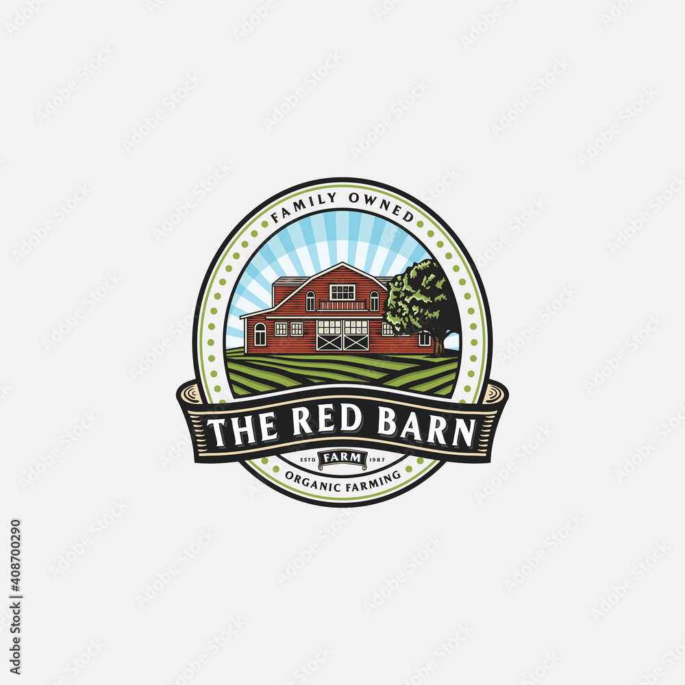 The Red Barn Badge Logo Design Inspiration For Farm. Barn Logo Design ...