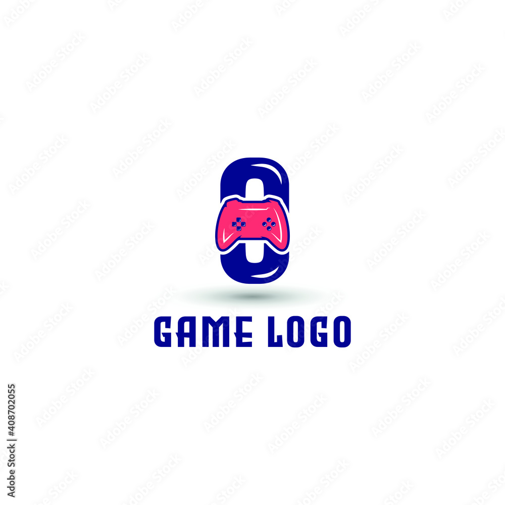 O initial letter with game console icon and pixel for gaming logo ...