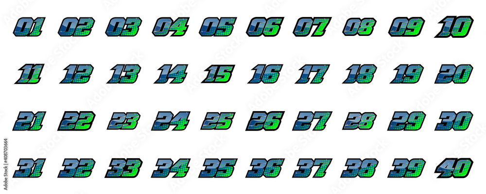 Set of racing number, start racing number, sport race number with ...