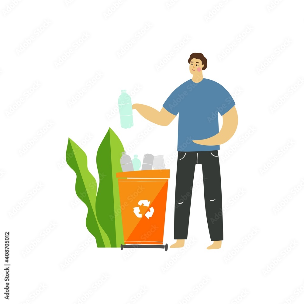 Vector cartoon people in modern style. Vector illustration waste ...