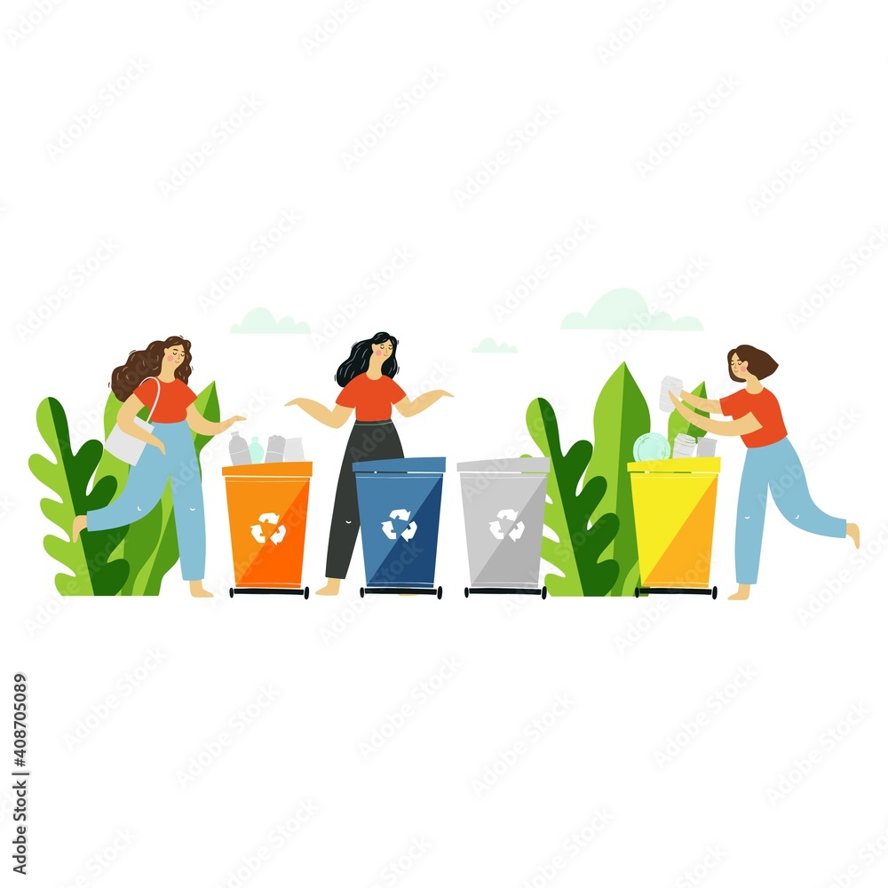 Vector cartoon people in modern style. Vector illustration waste ...