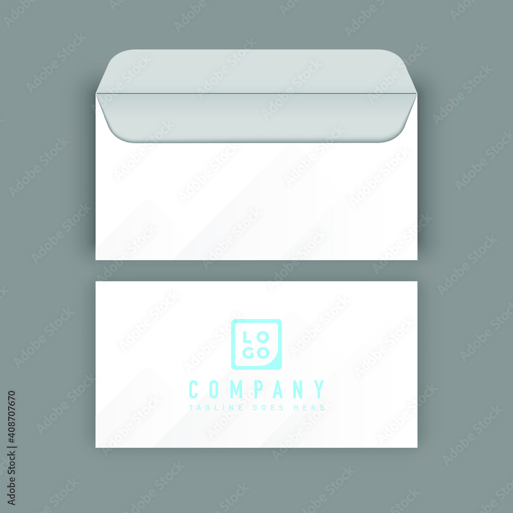 Mockup realistic envelopes. Blank white realistic straight flap ...