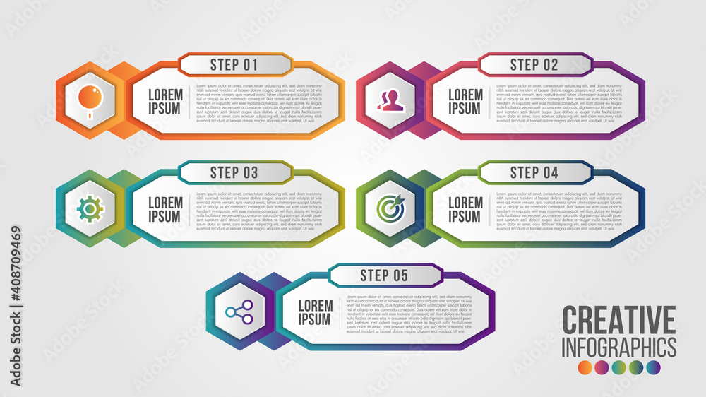 Infographic modern timeline design vector template for business with 5 ...