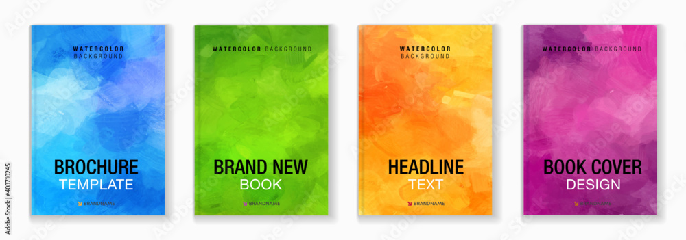 Watercolor A4 booklet colourful cover bundle set Stock Vector | Adobe Stock