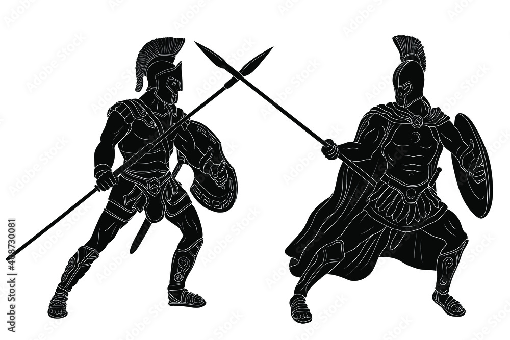 Greek Warriors Fighting