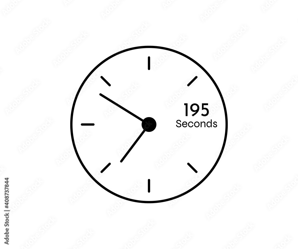 195 seconds Countdown modern Timer icon. Stopwatch and time measurement ...