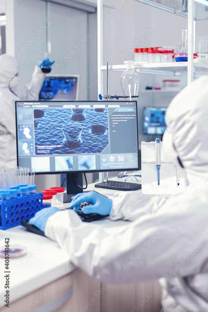 Doctor doing research in laboratory during coronavirus Lab engineers ...