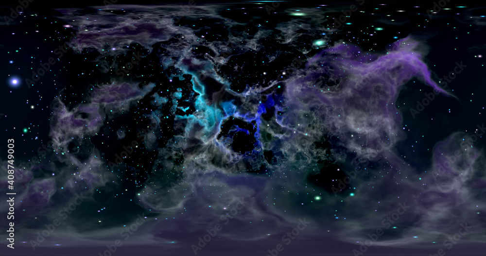 3d rendering. Space background with nebula and stars. Environment 360 ...
