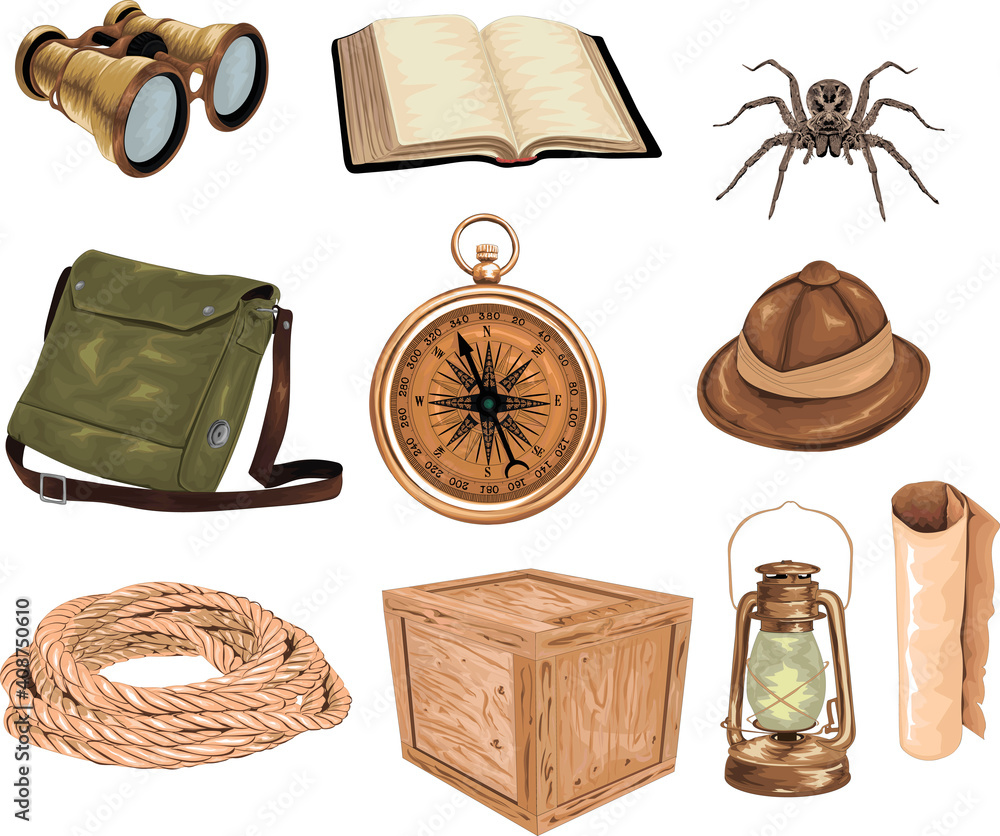 Indiana jones icons - high detailed vector icons isolated on white ...