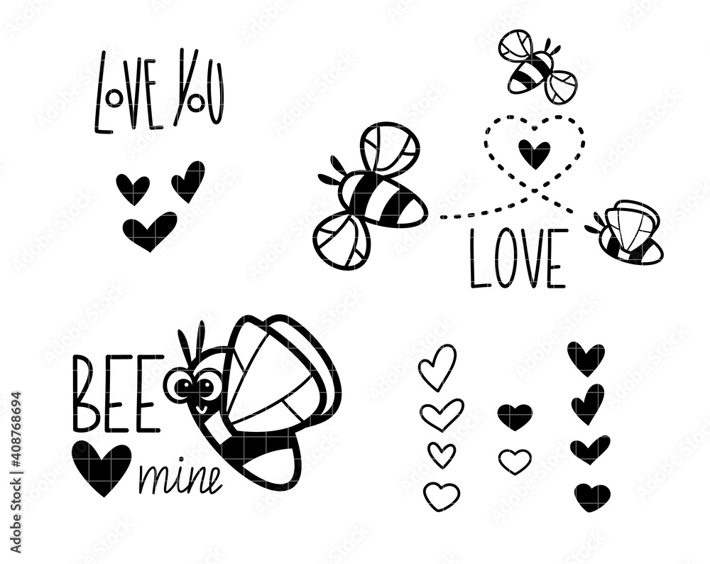 Bee mine design. Love design and quotes. Heart shapes. Valentine’s day ...