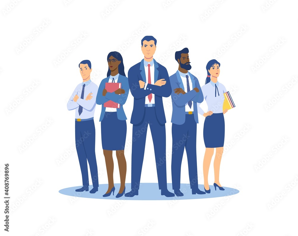 Group of people men and women in business suits. Diverse multiracial ...