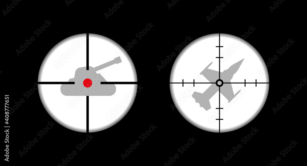 Tank in sight, fighter in sight. Optical sight. Military optical ...