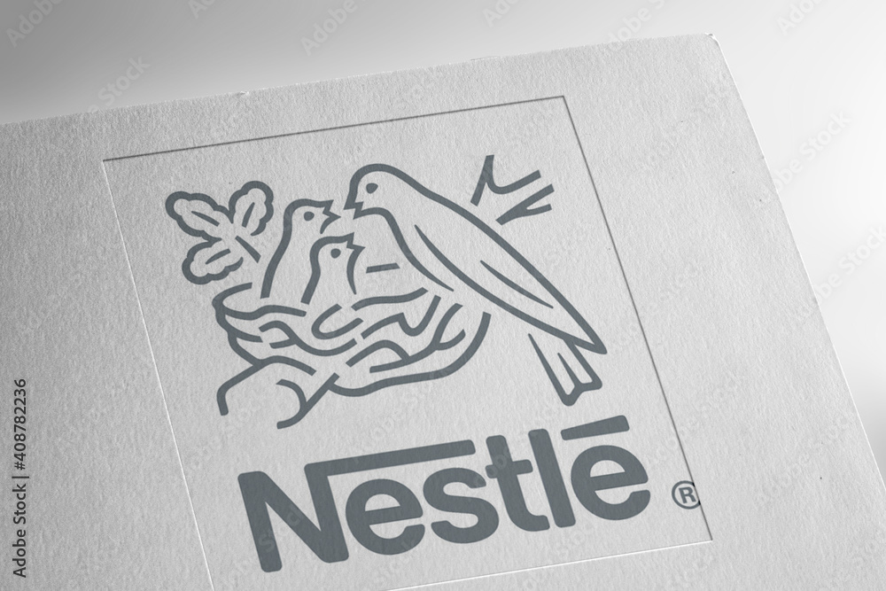 NESTLE logo on textured paper Stock Photo | Adobe Stock
