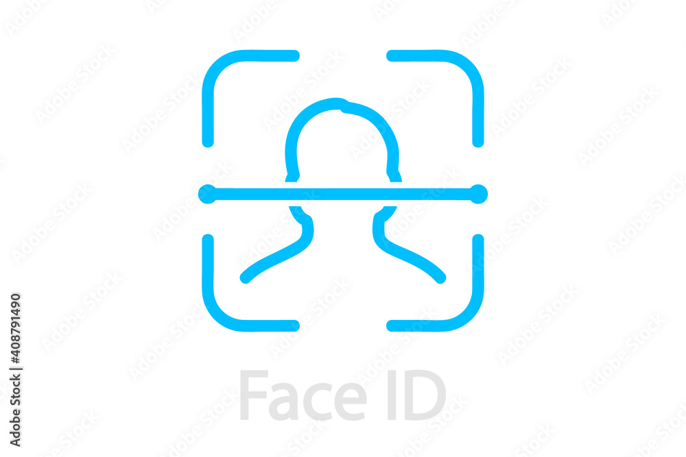 Simple thin line face id scan icon. Face identification. Identification ...