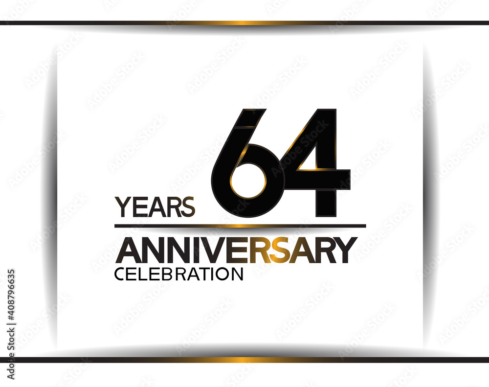 64 years anniversary black color simple design isolated on white ...