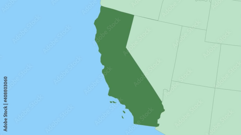Map of California with pin of country capital. California Map with ...