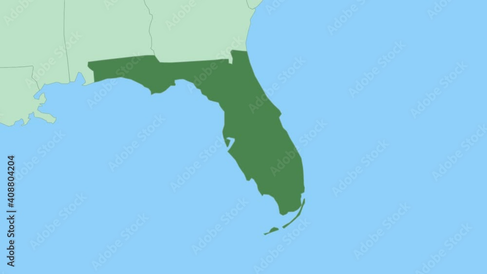 Map of Florida with pin of country capital. Florida Map with ...