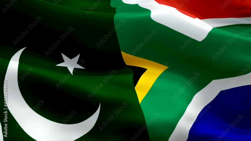South African and Pakistani flag waving video in wind footage Full HD ...