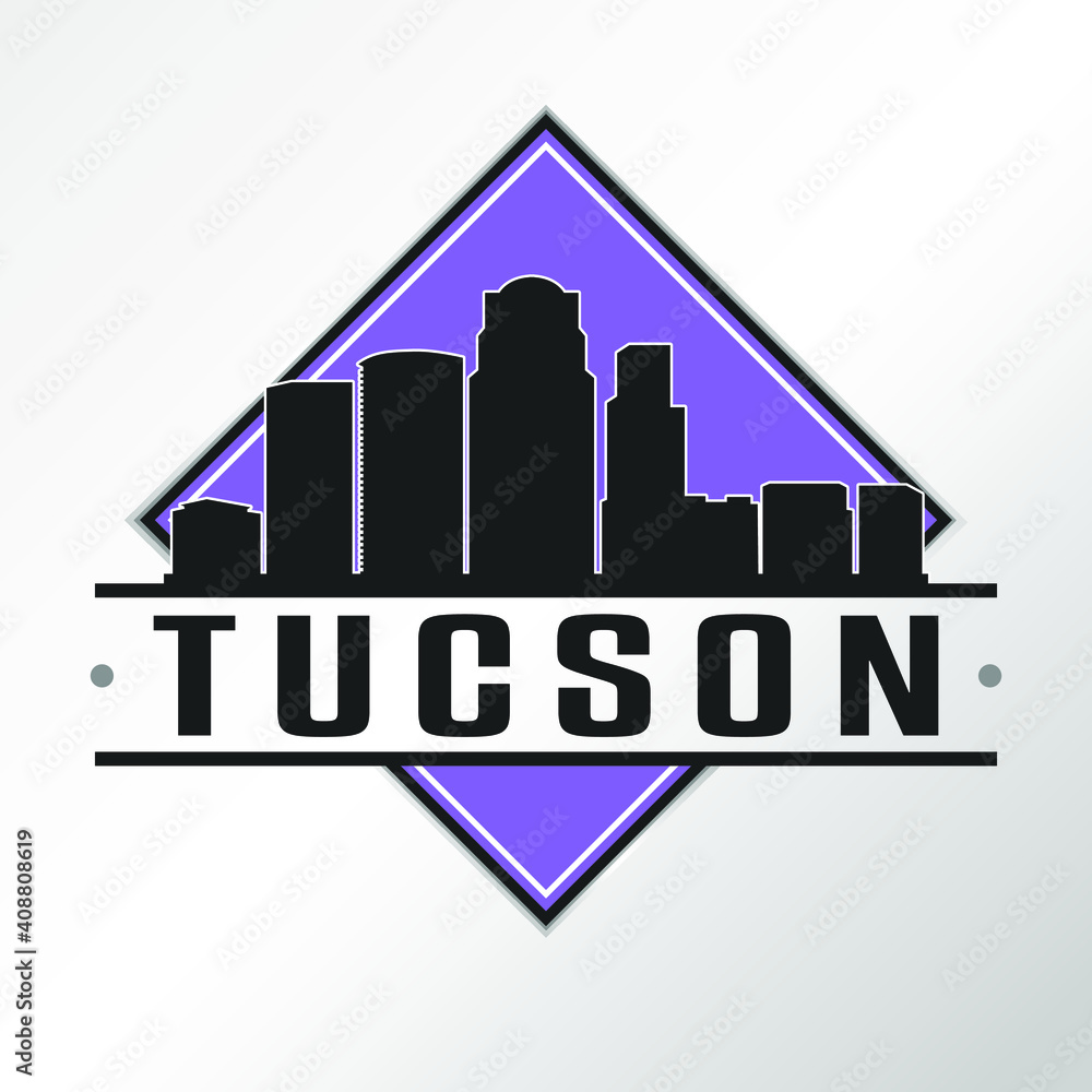 Tucson Arizona Skyline Logo. Adventure Landscape Design. Vector ...