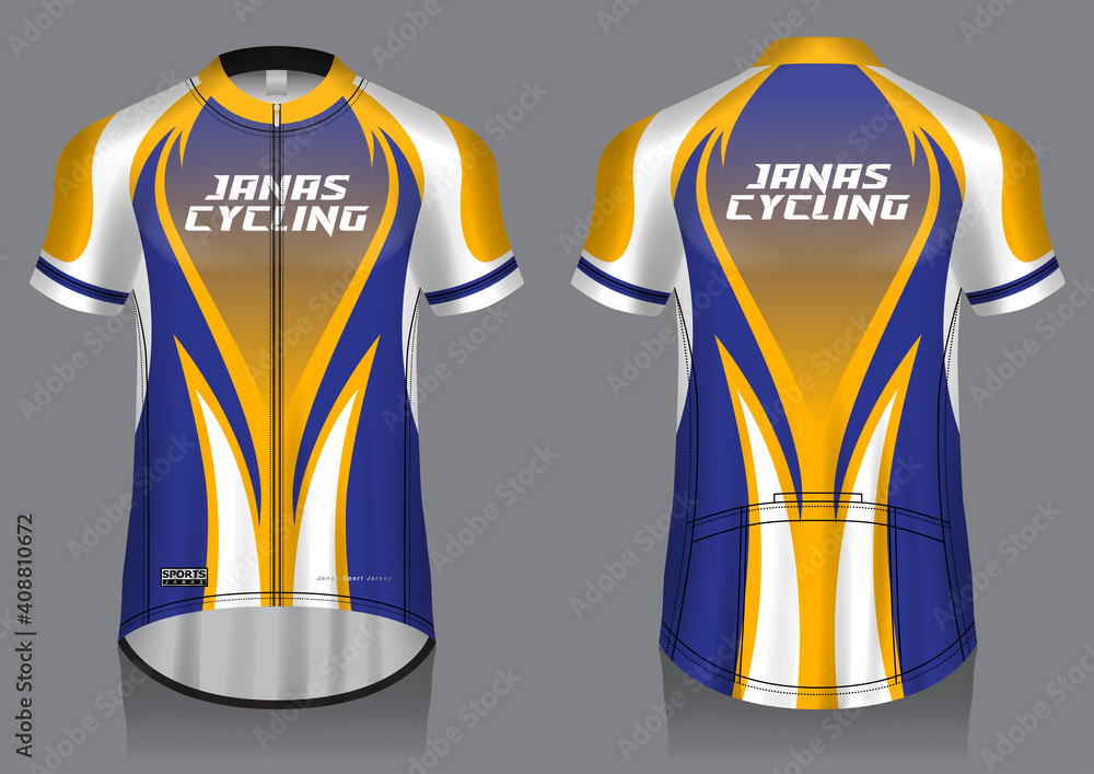 Jersey cycling template design uniform front and back view Stock Vector ...