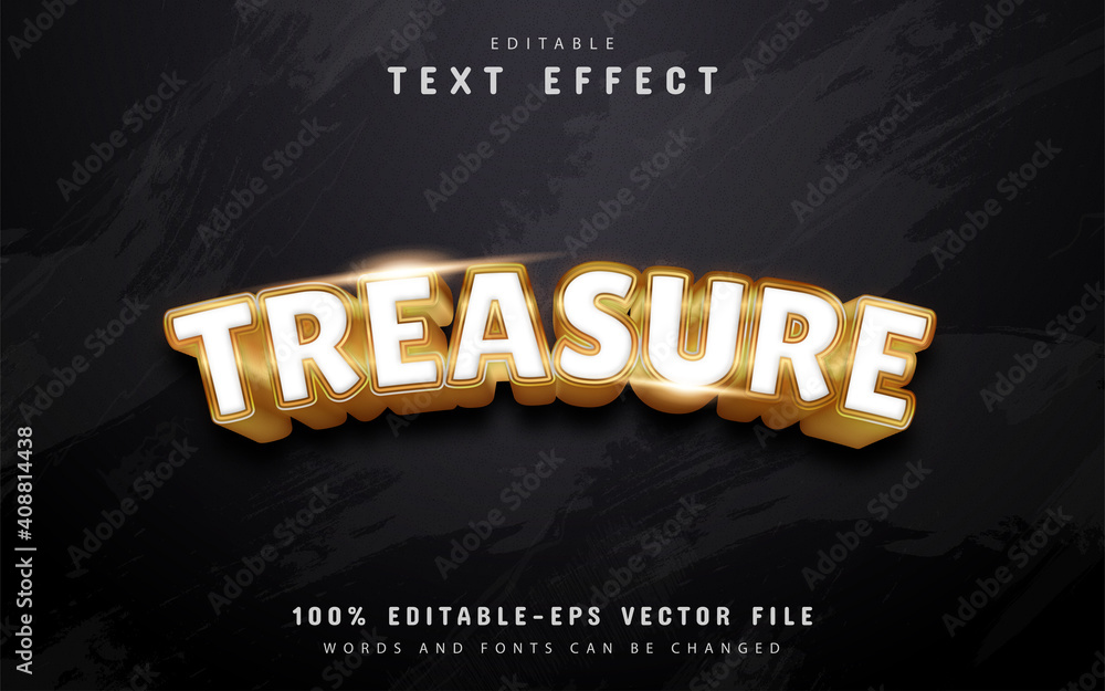 Treasure text, 3d gold text effect Stock Vector | Adobe Stock