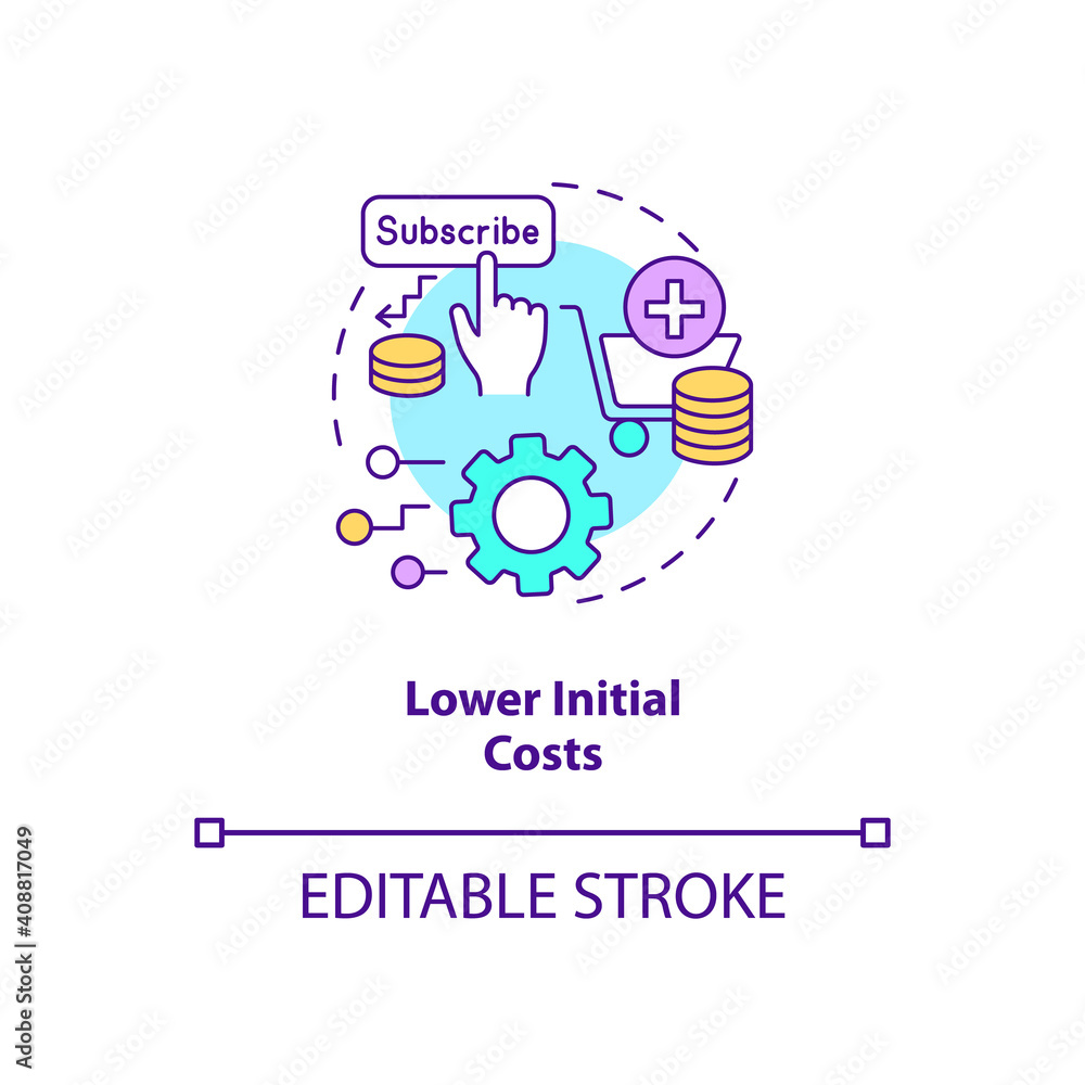 Lower initial costs concept icon. SaaS advantage idea thin line ...