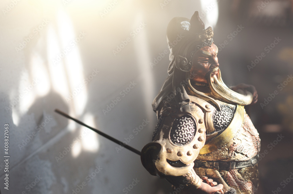 God statue of Guan Yu in the temple Stock Photo | Adobe Stock