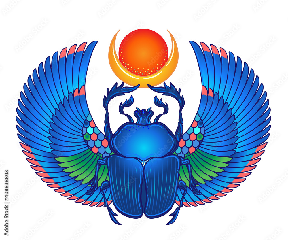 Scarabaeus sacer, Dung beetle. Sacred symbol of in ancient Egypt ...