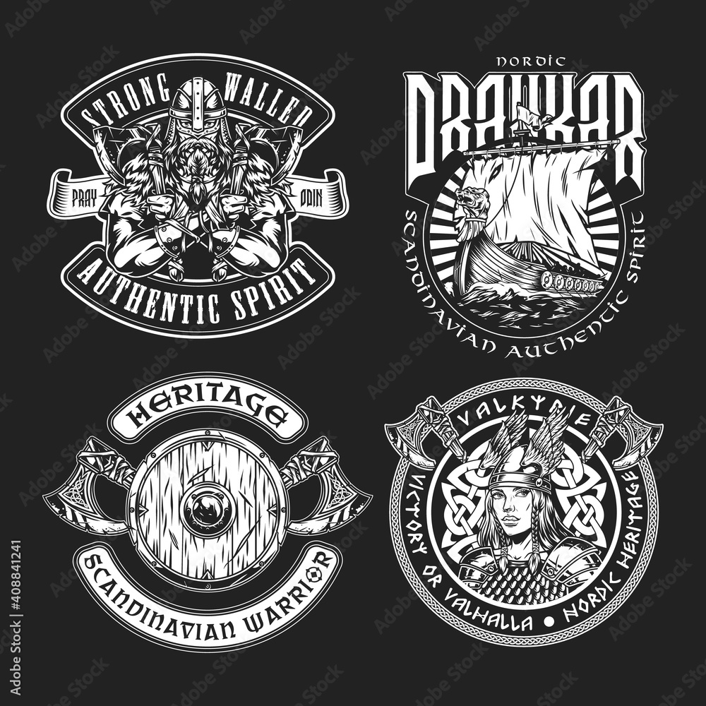 Vintage viking labels Stock Vector | Adobe Stock