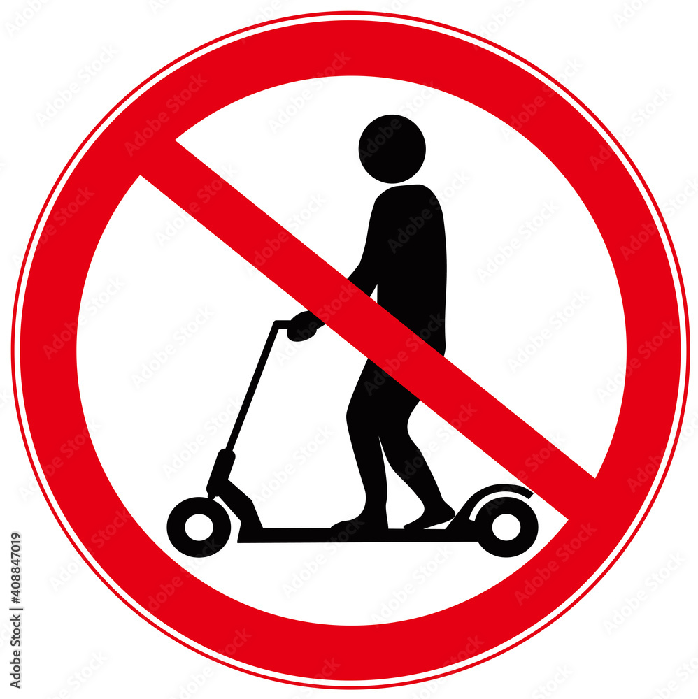 Prohibition Sign: No Scooters Allowed Symbol . Stock Illustration ...