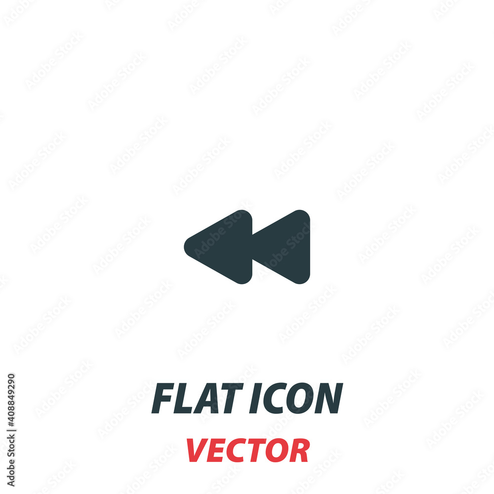 Fast Rewind media control icon in a flat style. Vector illustration ...