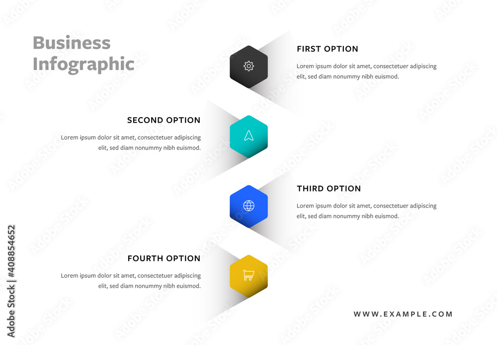 Vertical Timeline Layout with Hexagon Shapes Elements Stock Template ...