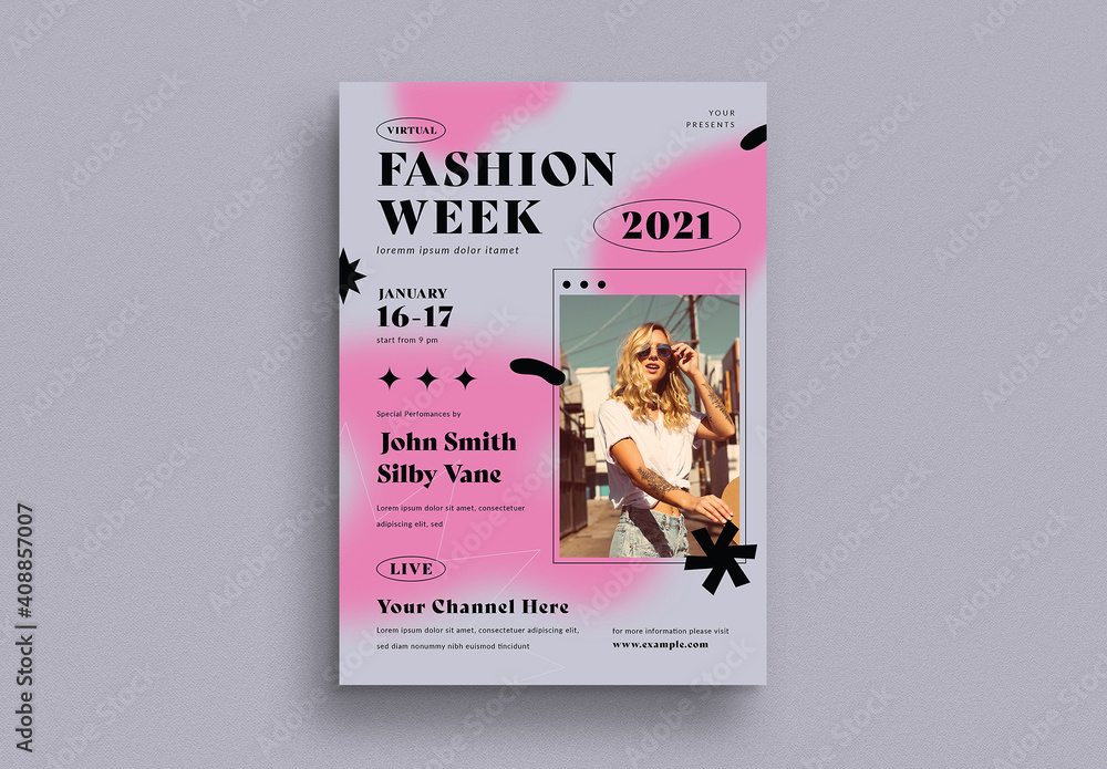 Fashion Week Event Flyer Layout Stock Template | Adobe Stock