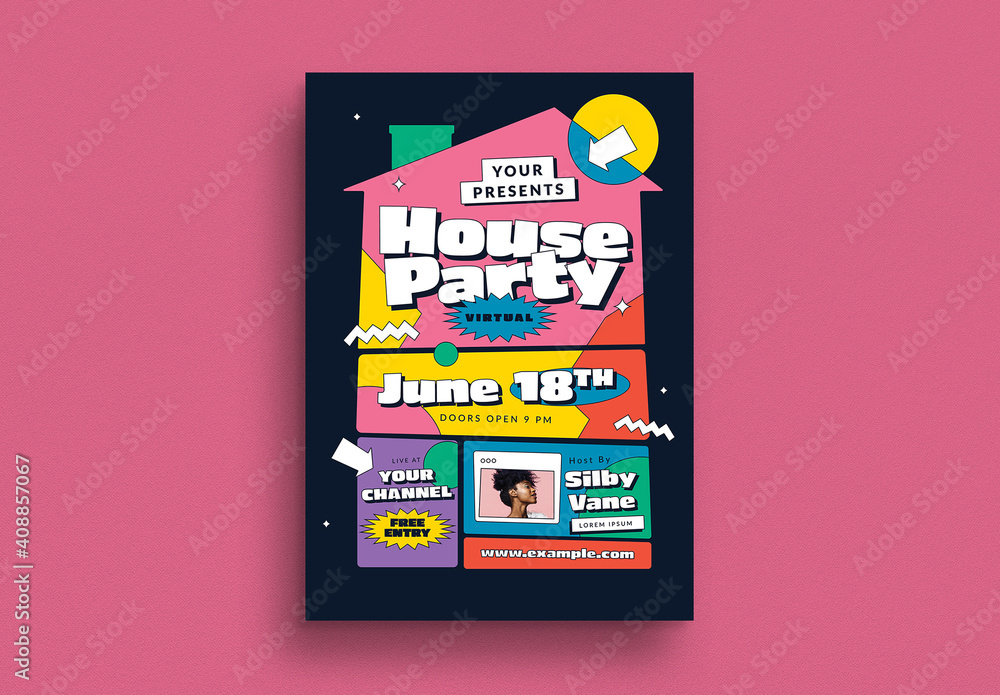 House Party Event Flyer Layout Stock Template | Adobe Stock