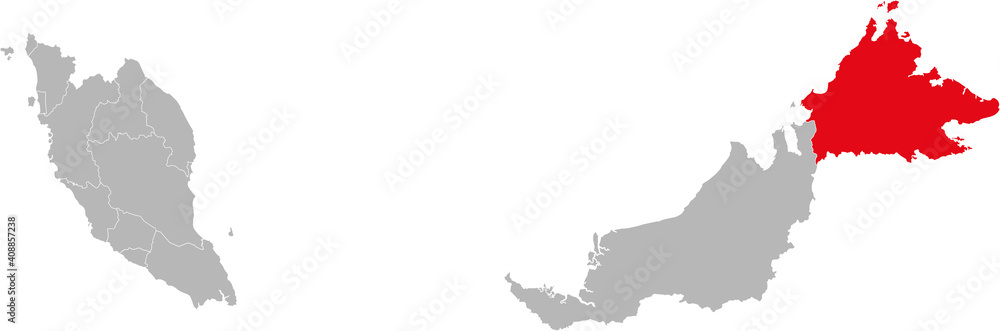 Sabah state isolated on malaysia map. Gray background. Business ...