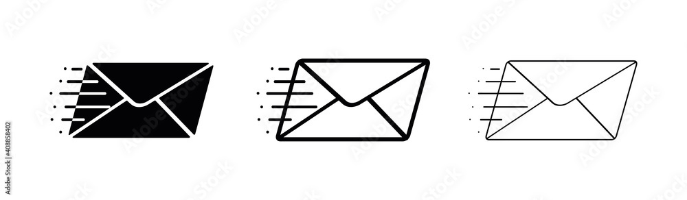 Rapidly advancing Folded text symbol of different thickness. Envelope ...