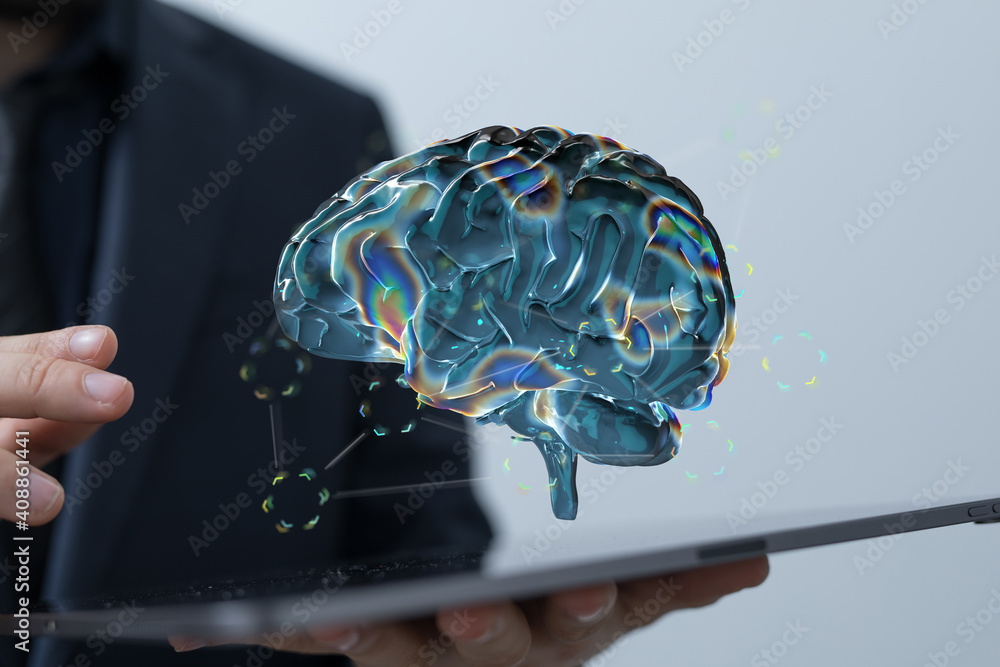 Human brain activity with plexus lines.. External cerebral connections ...