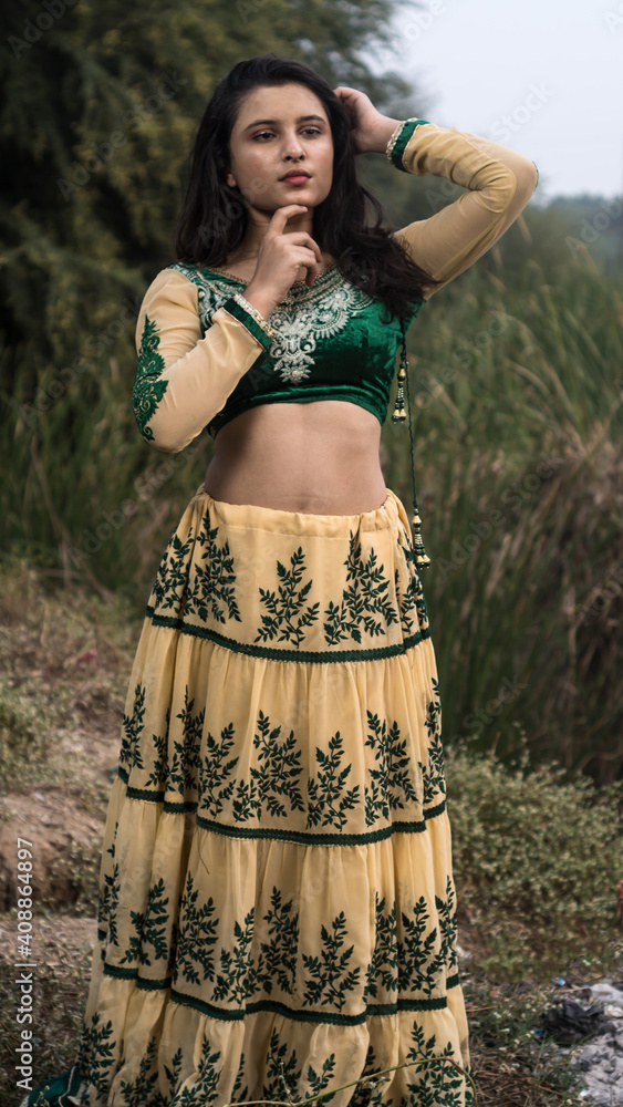 Indian Girl Wearing Crop Top