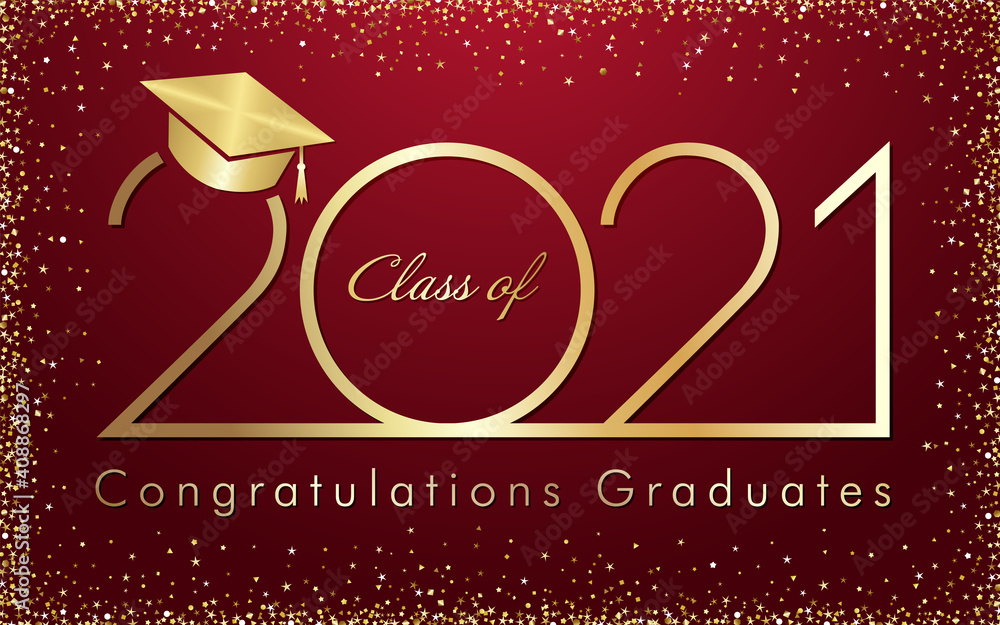 Vetor de Class of 2021 year graduation banner, awards badge concept ...