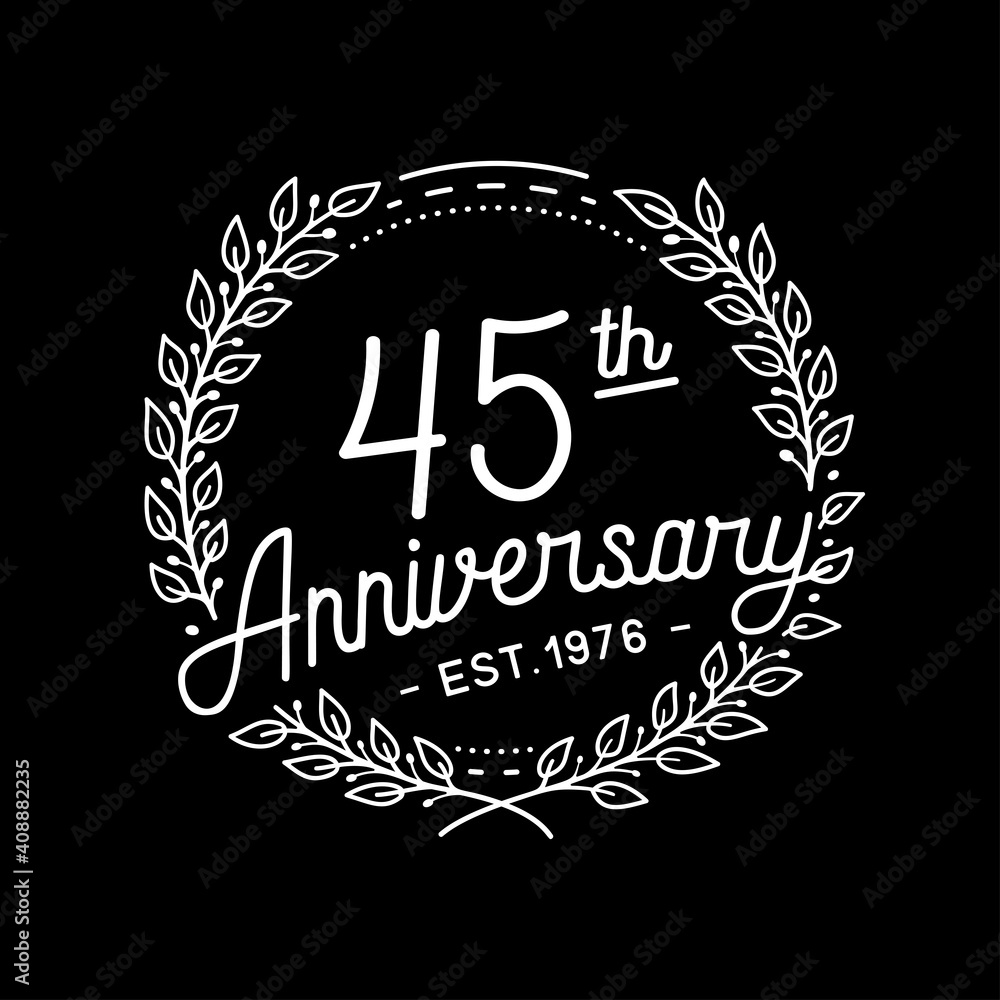 45 years anniversary celebrations design template. 45th logo. Vector ...