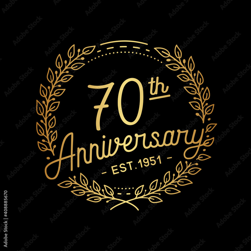 70 years anniversary celebrations design template. 70th logo. Vector ...