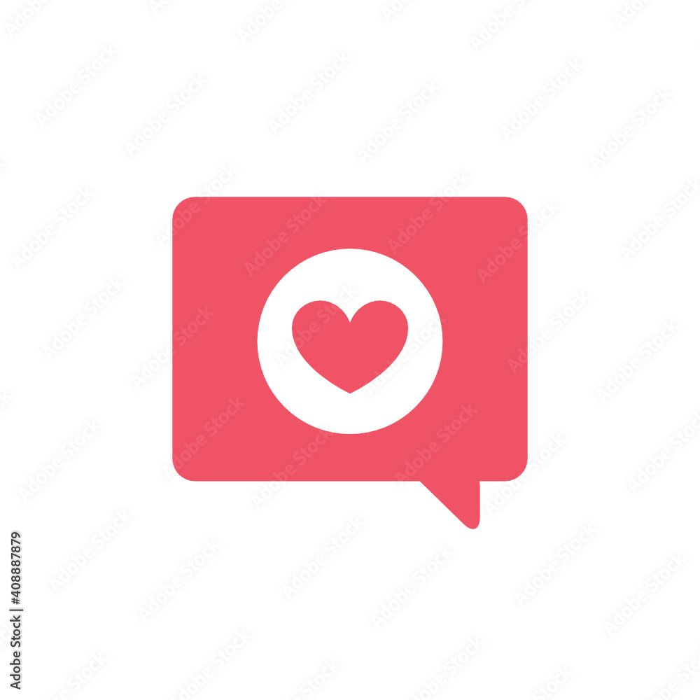 Heart Message Icon, Heart Symbol, Heart Chat Box, Valentine's Day Icon ...