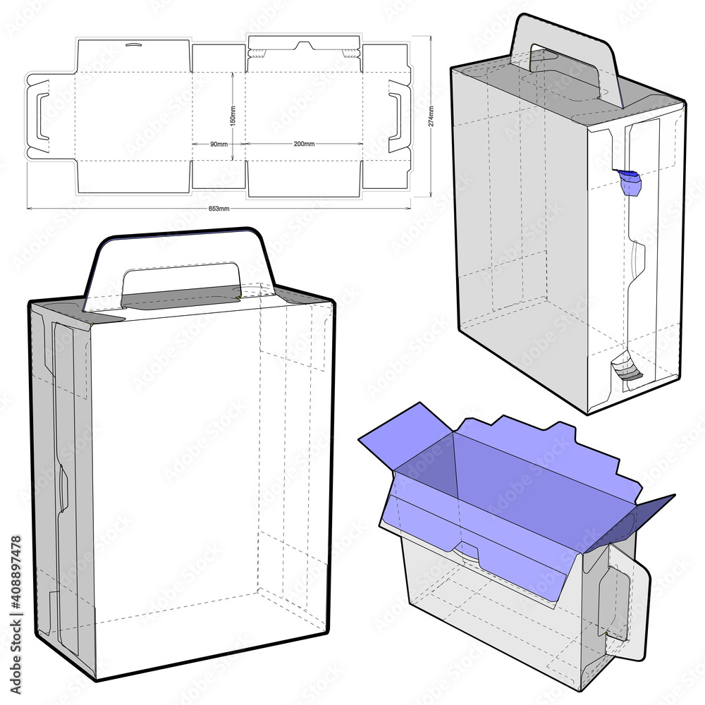 Packaging With Handle and Cardboard Zipper and Die-cut Pattern. The ...