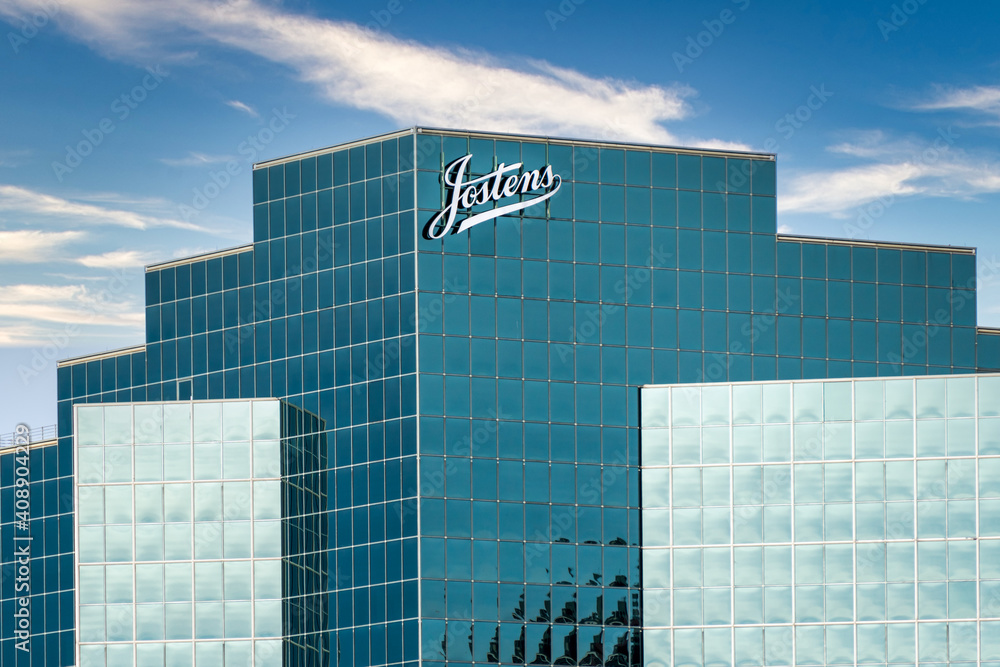 Jostens Corporate Headquarters Building and Trademark Logo Stock Photo ...