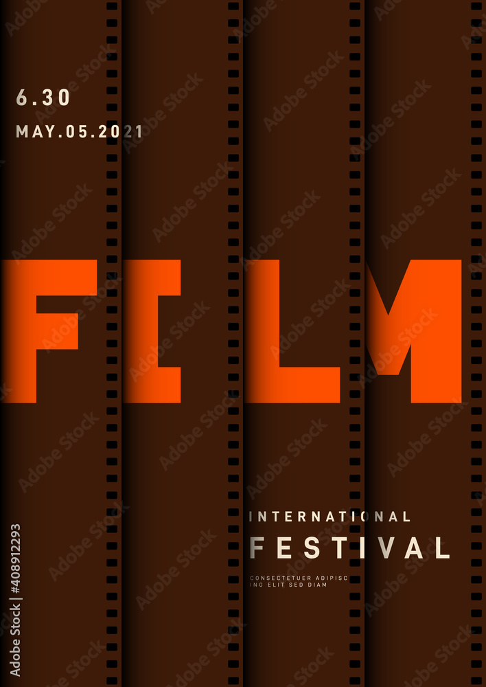 Movie and film poster design template background with vintage filmstrip ...