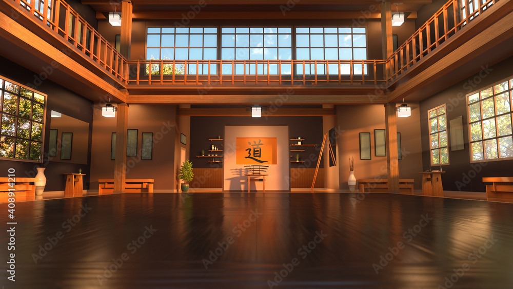 Interior Rendering of a Karate Dojo with Japanese Modern Style ...
